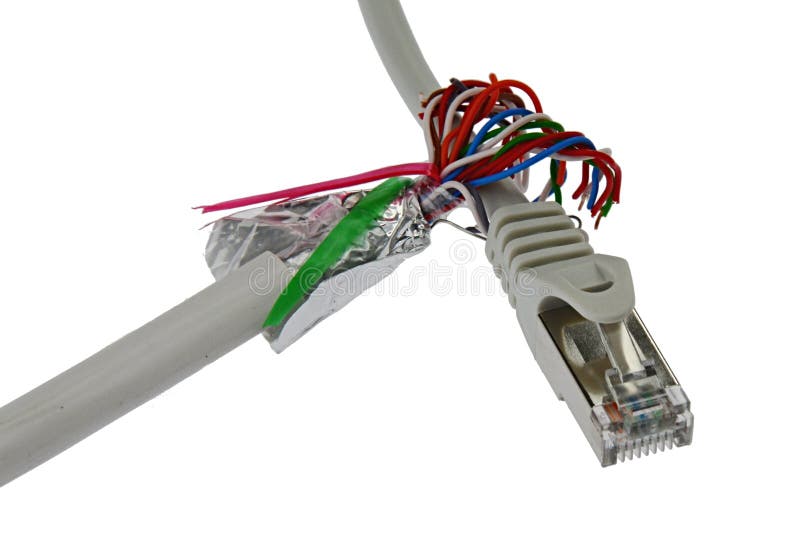 STP LAN CAT5e Cable Wires Shaped Like a Hand are Holding a Cable with ...