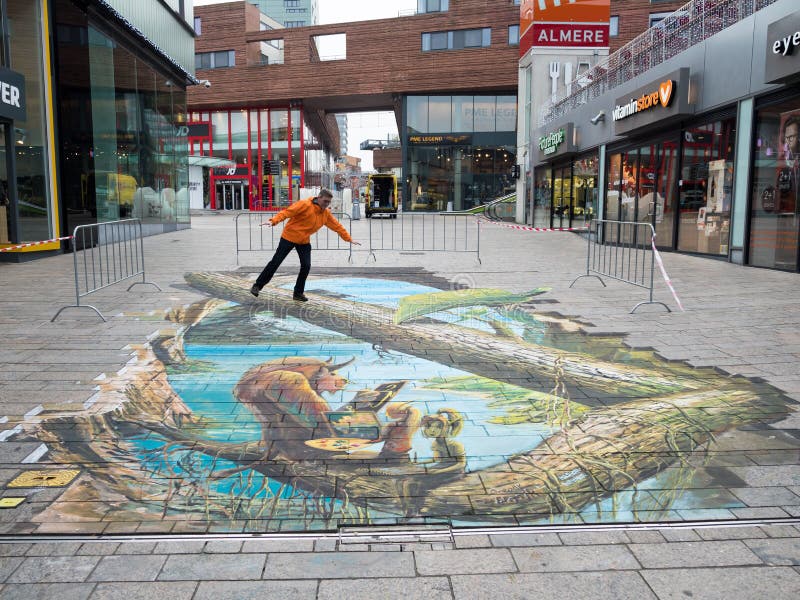 Straatkunst Die Optische Illusie Tonen Redactionele Fotografie - Image of kleurrijk, illustratie ...