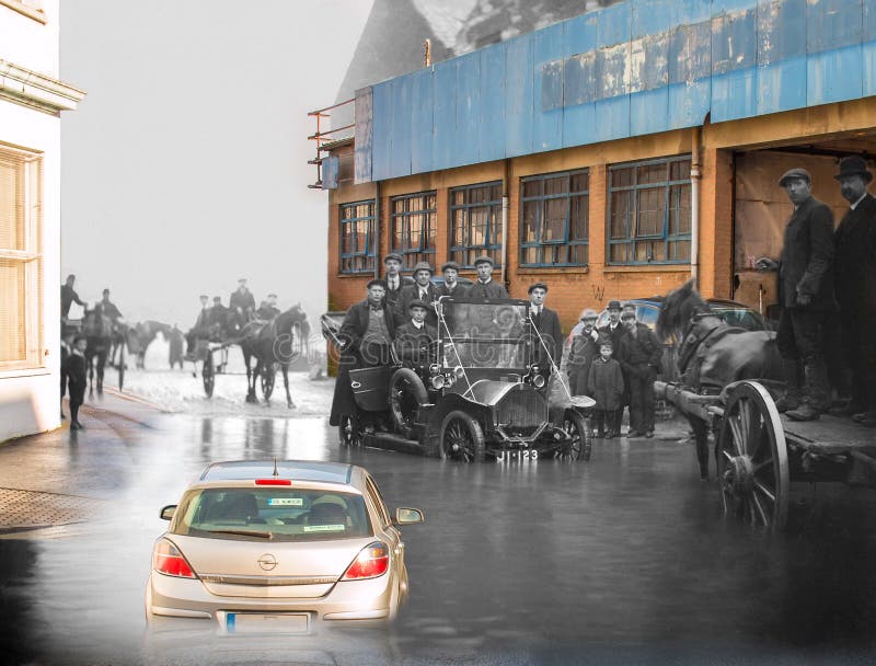 Strabane Flood, Motor In Difficulties - Old/new Merge Picture. Image ...