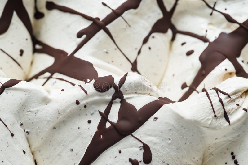 Stracciatella Flavour Gelato - Full Frame Detail. Close Up of a White ...