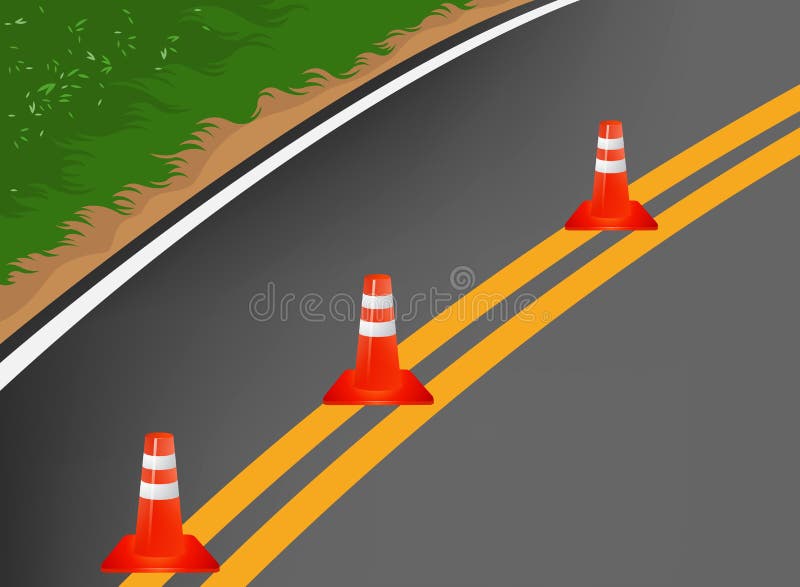 Strada Con I Coni Di Traffico Illustrazione di Stock - Illustrazione di ...