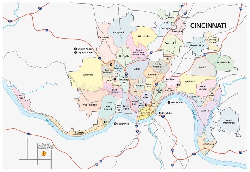 Strada Di Cincinnati E Mappa Della Vicinanza Illustrazione Vettoriale ...