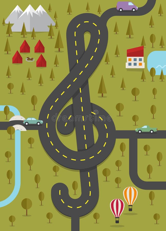 Strada Sotto Forma Di Cle Triplo Illustrazione Vettoriale ...
