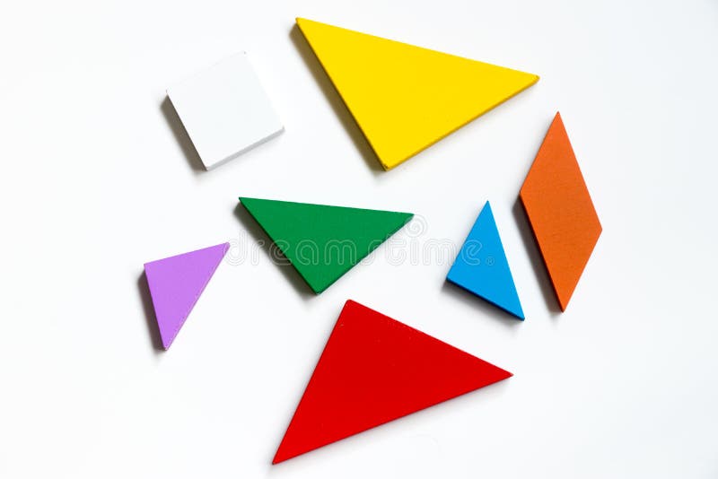 Straggled Tangram Puzzle Wait To Complete the Shape Stock Photo - Image ...