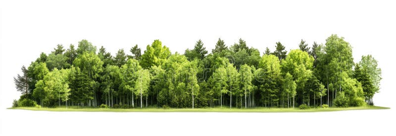A Straight Alignment of Trees Situated Against a Plain White Background ...