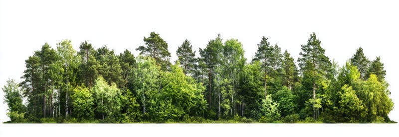 A Straight Alignment of Trees Situated Against a Plain White Background ...