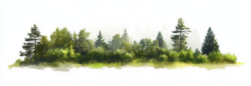 A Straight Alignment of Trees Situated Against a Plain White Background ...