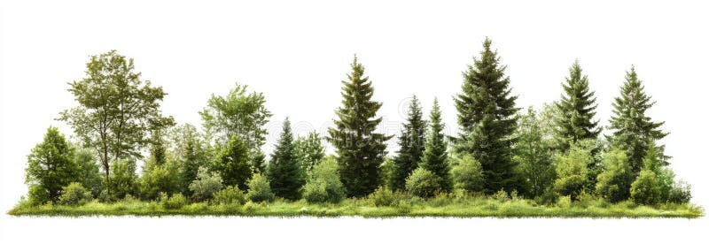 A Straight Alignment of Trees Situated Against a Plain White Background ...