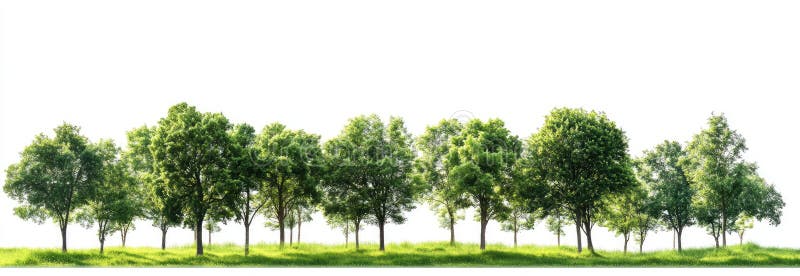 A Straight Alignment of Trees Situated Against a Plain White Background ...