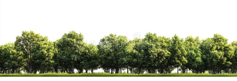 A Straight Alignment of Trees Situated Against a Plain White Background ...