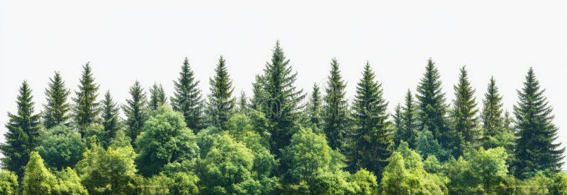 A Straight Alignment of Trees Situated Against a Plain White Background ...