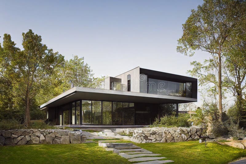 Straight-angled Forms in Architecture of Buildings Modern House ...