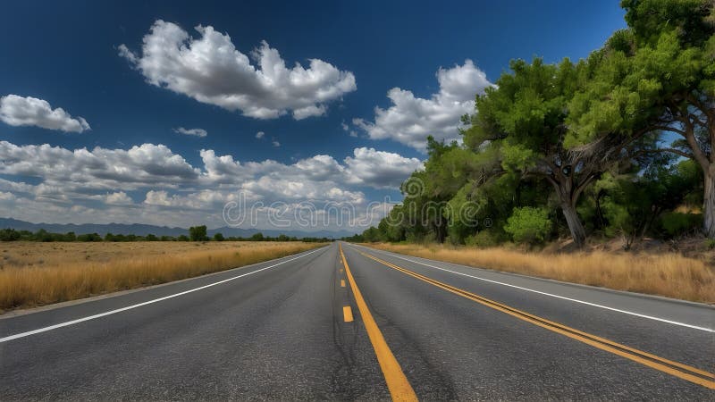 A Landscape Pf a Straight Highway with Beautiful Sunset Stock Photo ...