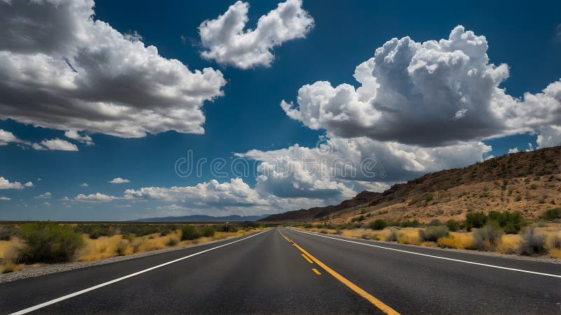 A Landscape Pf a Straight Highway with Beautiful Sunset Stock Photo ...