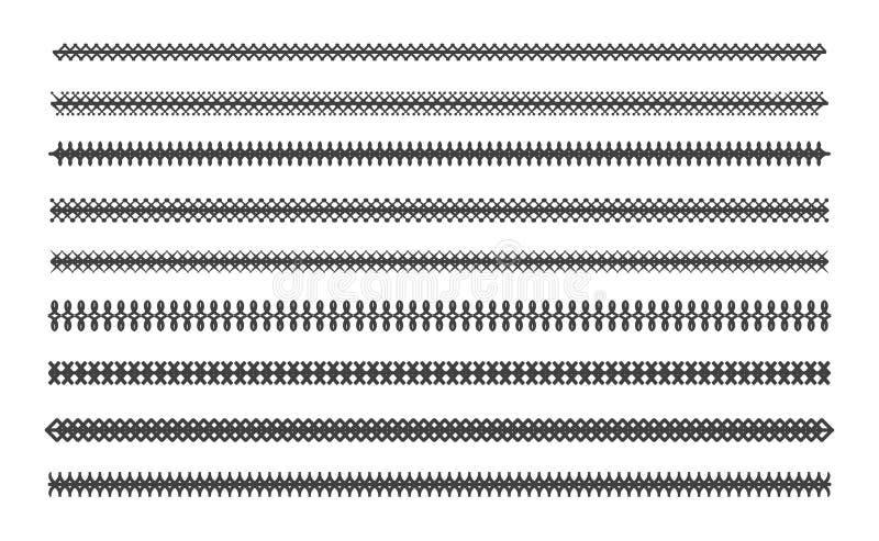 Straight Black Horizontal Line or Rope Set. Textured Divider or ...