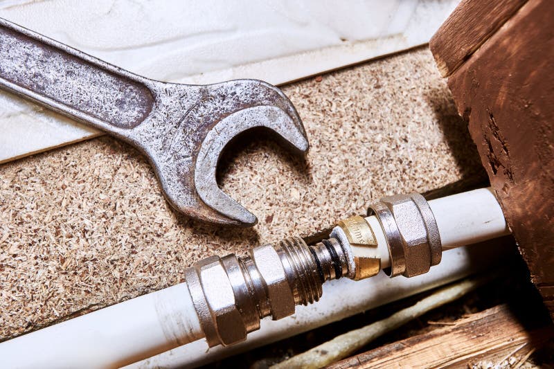 Straight Compression Fitting is Inserted by Nipple into Multilayer Pipe ...