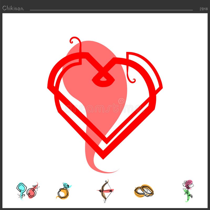 Straight Continuous Line Created Heart Icon Stock Vector - Illustration ...