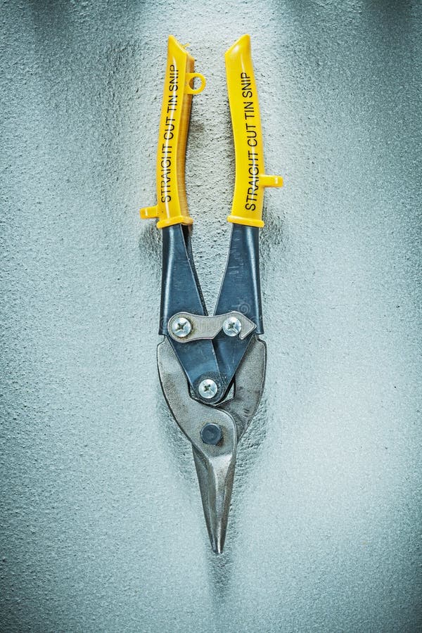 Straight Cut Tin Snips on Concrete Surface Construction Concept Stock ...