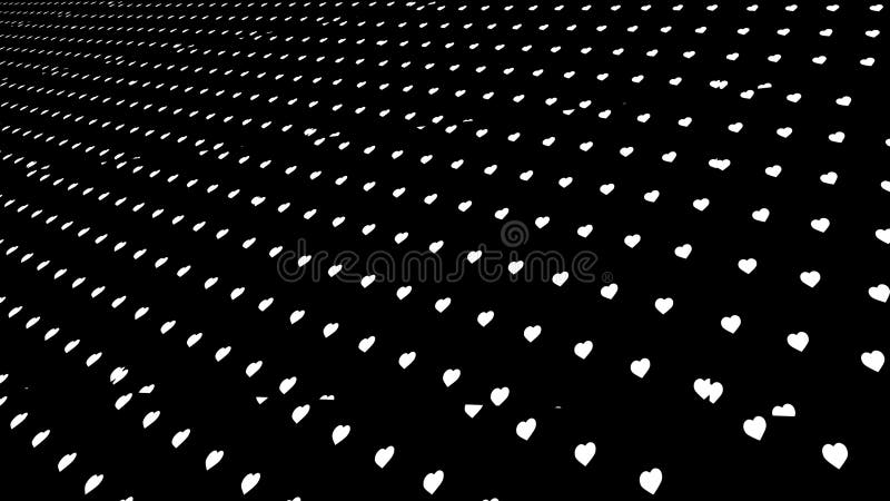 Straight Diagonal Rows of White Small Hearts on a Black Background ...