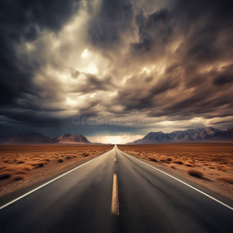 Straight Empty Road Ahead stock illustration. Illustration of open ...