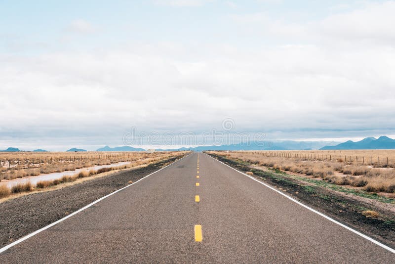 Straight, Flat Road Landscape with a Bicycle Lane Stock Image - Image ...