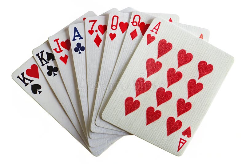 Straight Flush Poker Hand with Cards on White Background Stock ...