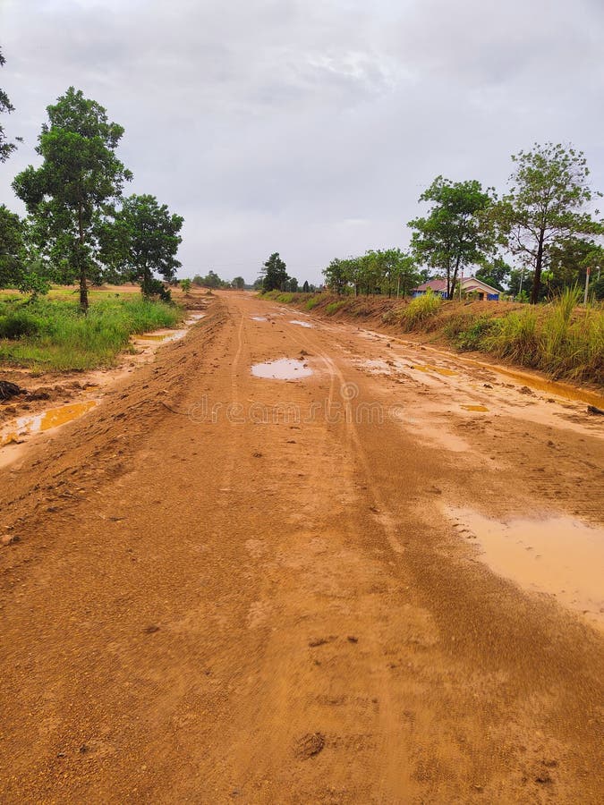 Straight Ground Road in Kalimantan Stock Image - Image of waterway ...