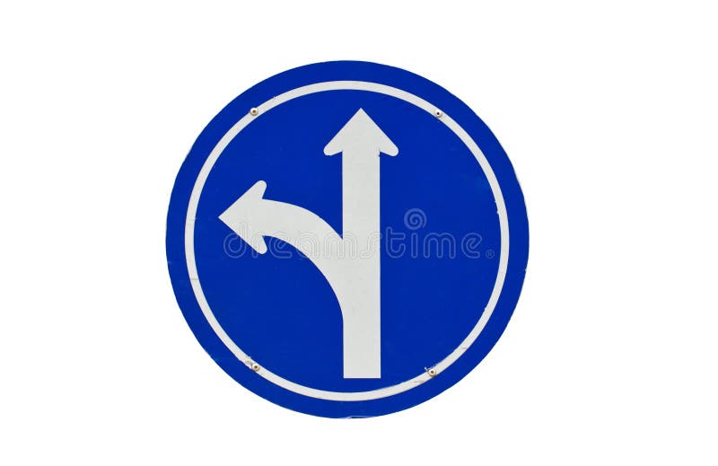 Left Traffic Route Only Direction Sign Turn Pointer, Blue Isolated ...