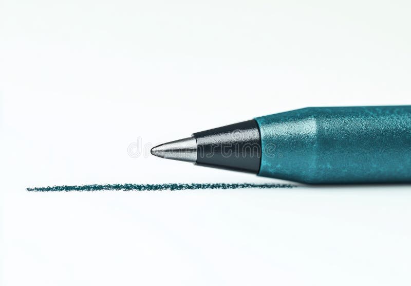 A Straight Line is Being Drawn by a Minimalist Green Pen on a Plain ...