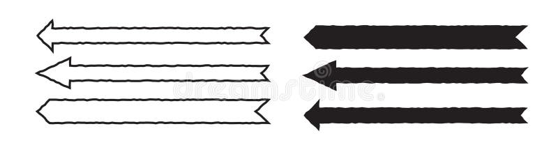 Straight Long Arrow. Black Roughen Straight Long Arrows Vector Isolated ...
