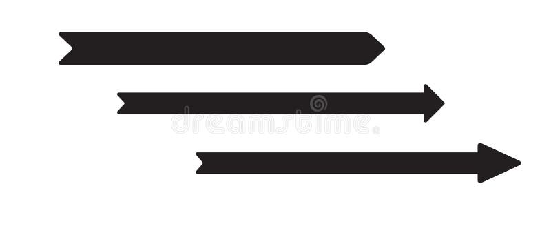 Straight Long Arrow. Black Roughen Straight Long Arrows Vector Isolated ...