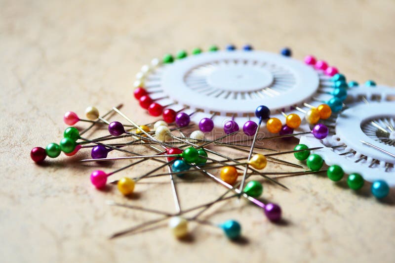 Straight Pins Stuck on Pin Cushion Stock Photo - Image of spiked ...