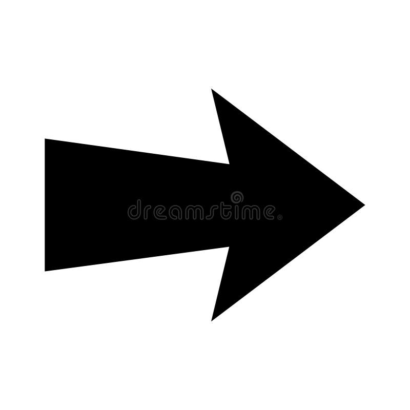 Straight Pointed Arrow Icon. Black Wide Arrow Vector Illustration ...