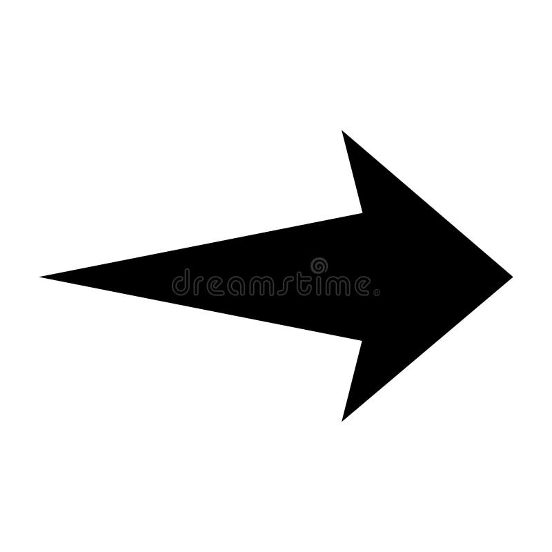 Straight Pointed Arrow Icon. Black Wide Arrow Vector Illustration ...