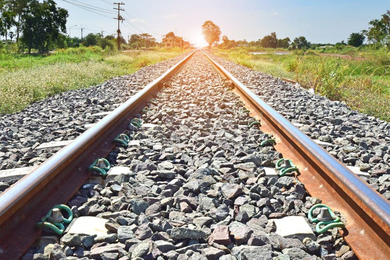 Straight rail train way stock image. Image of rails, concept - 83681799