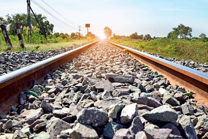 Straight rail train way stock photo. Image of electricity - 83681872
