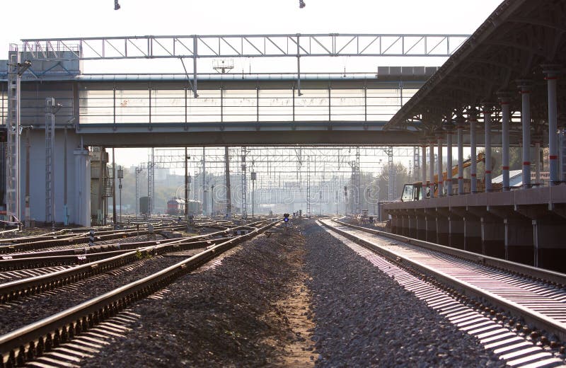 Straight railway tracks stock photo. Image of speed, transport - 88697350