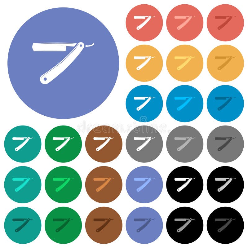 Straight Razor Round Flat Multi Colored Icons Stock Vector ...