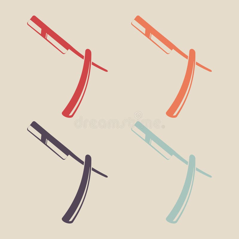 Straight Razor Set. Razor Icon. Stock Illustration - Illustration of ...