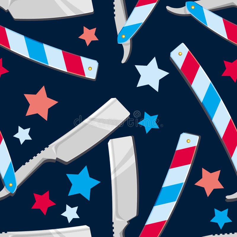 Straight Razors. Seamless Pattern with Shaving Tools Stock Image ...