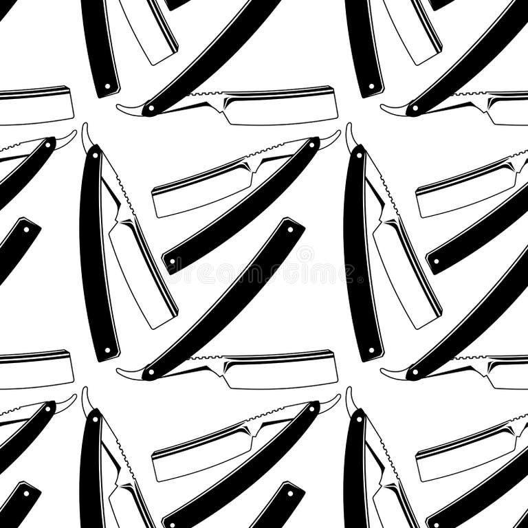 Straight Razors. Seamless Pattern with Shaving Tools Stock Photo ...