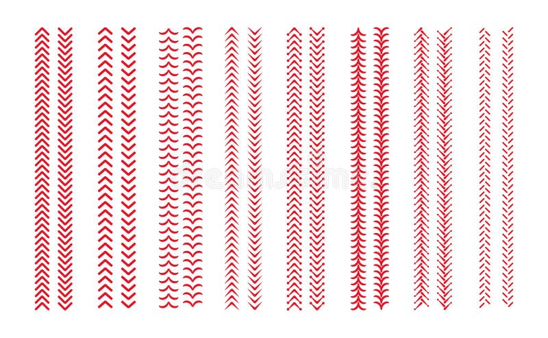 Straight Red Line or Rope Set. Textured Divider or Separator Lines in ...