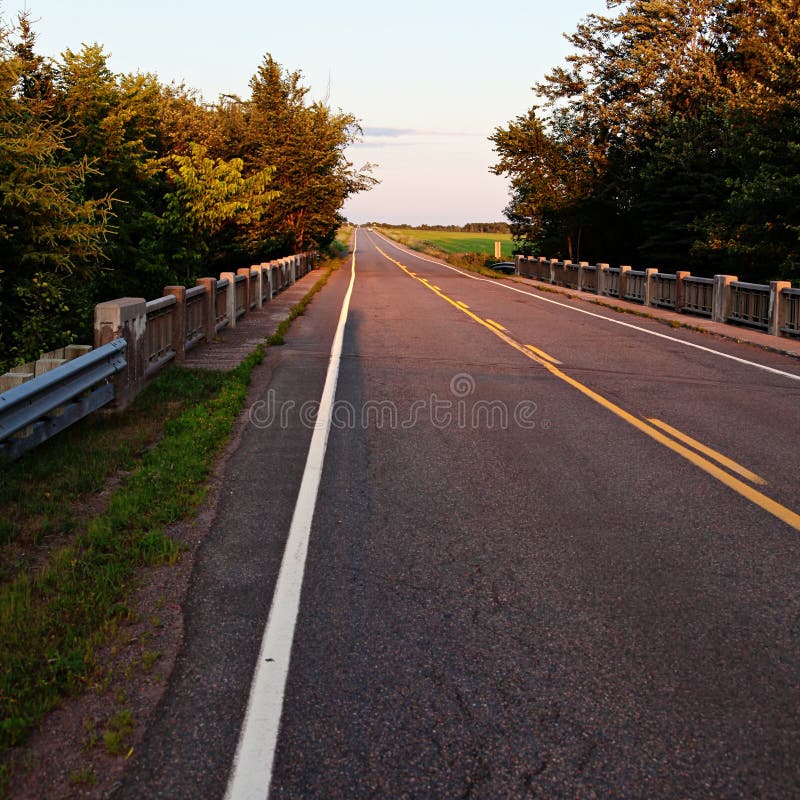 Straight Road Crossing Bridge Stock Image - Image of margins, road ...