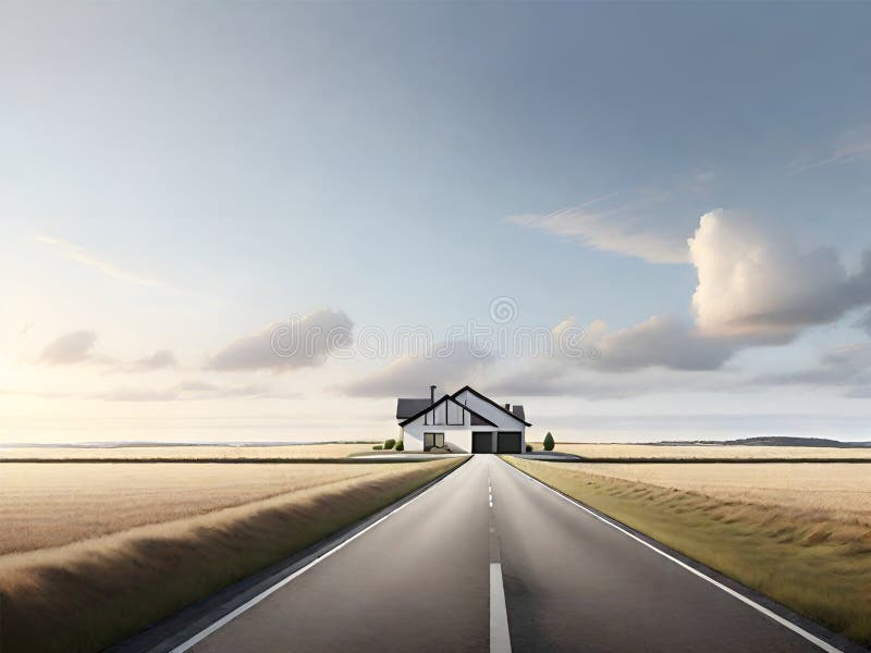 Straight Road To the House Illustration Stock Illustration ...