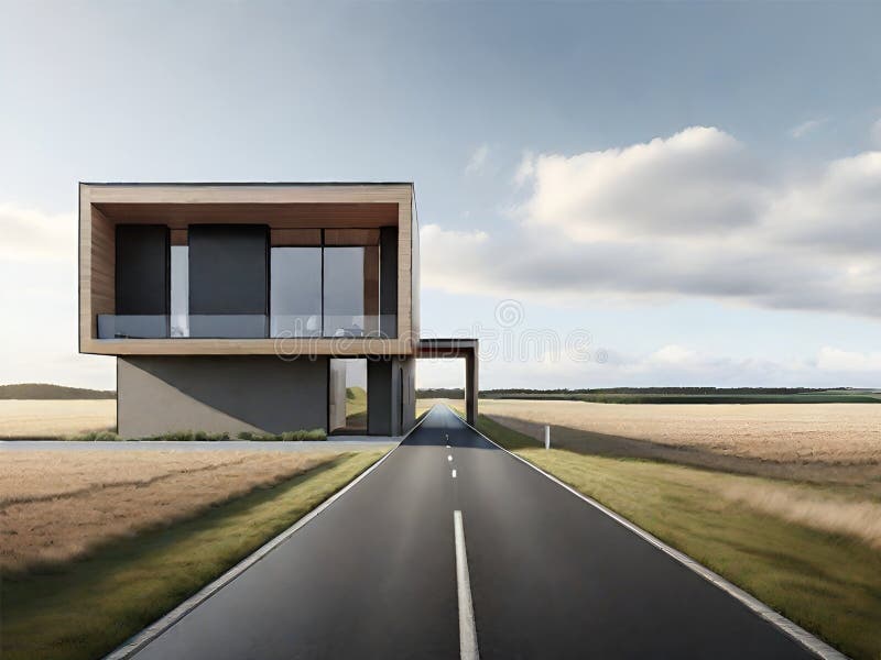 Straight Road To the House Illustration Stock Illustration ...