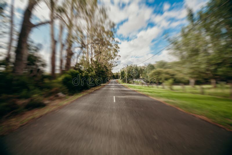 Straight Road with Trees in Both Sides. High Speed Concept. Stock Photo ...