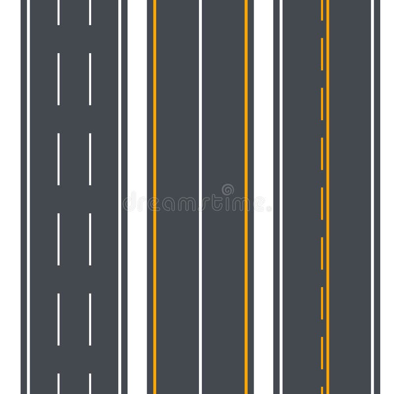 Straight Roads Top View Seamless Pattern Background. Vector Stock ...