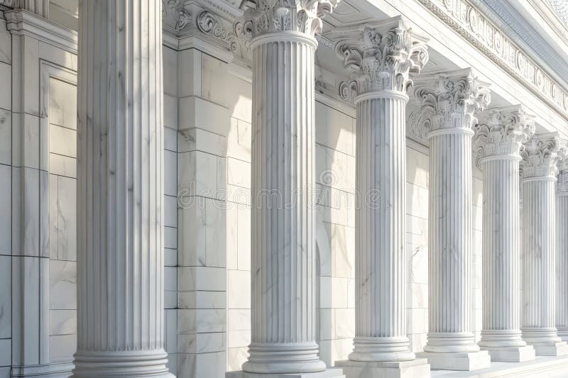 A Straight Row of Marble Columns Standing in Front of a Grand Building ...