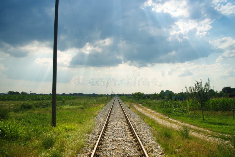 Straight rural railway stock photo. Image of journey - 32415320