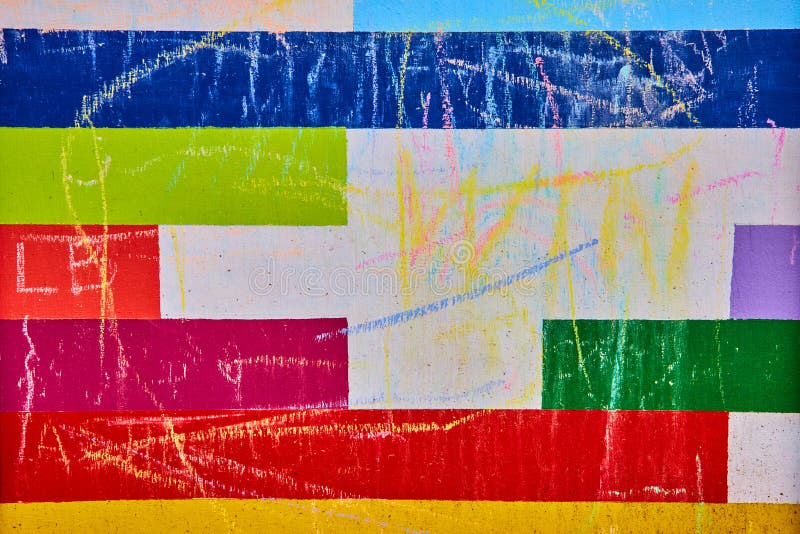 Straight on Texture of Colorful Wood Planks and Chalk Scribbles Stock ...